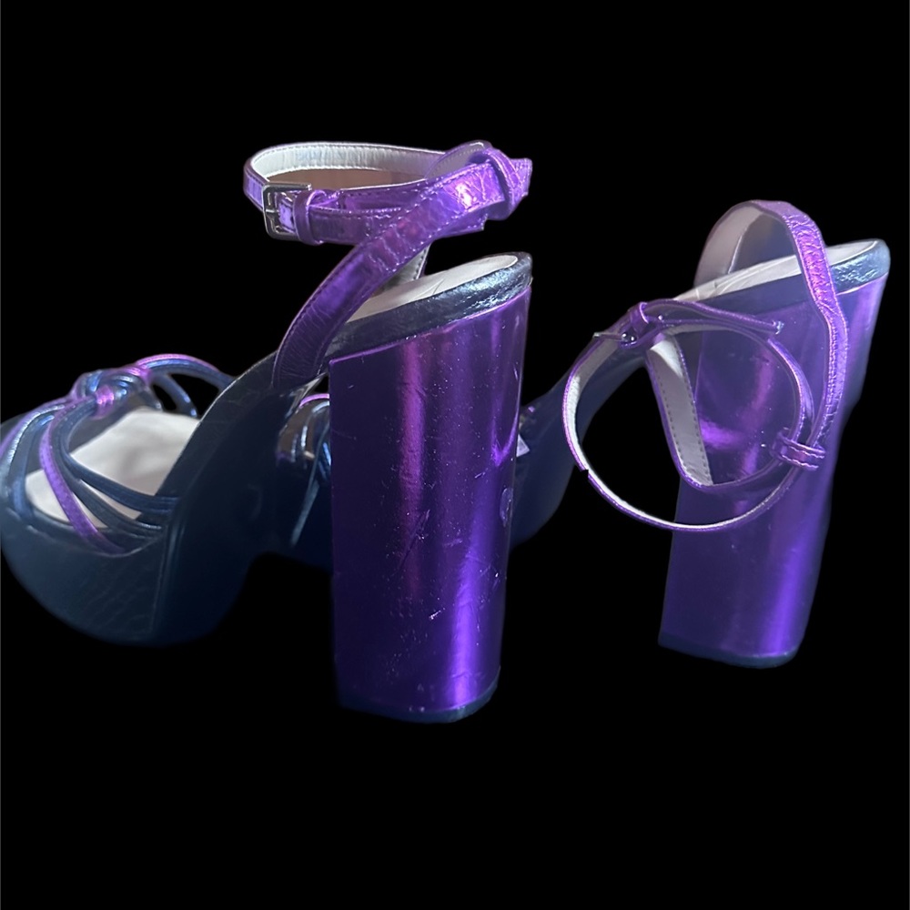 Zara Metallic Strappy Platform Heels Sandals - Gem